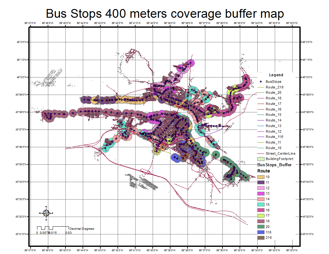 Using GIS to analyse the transit service in Fredericton